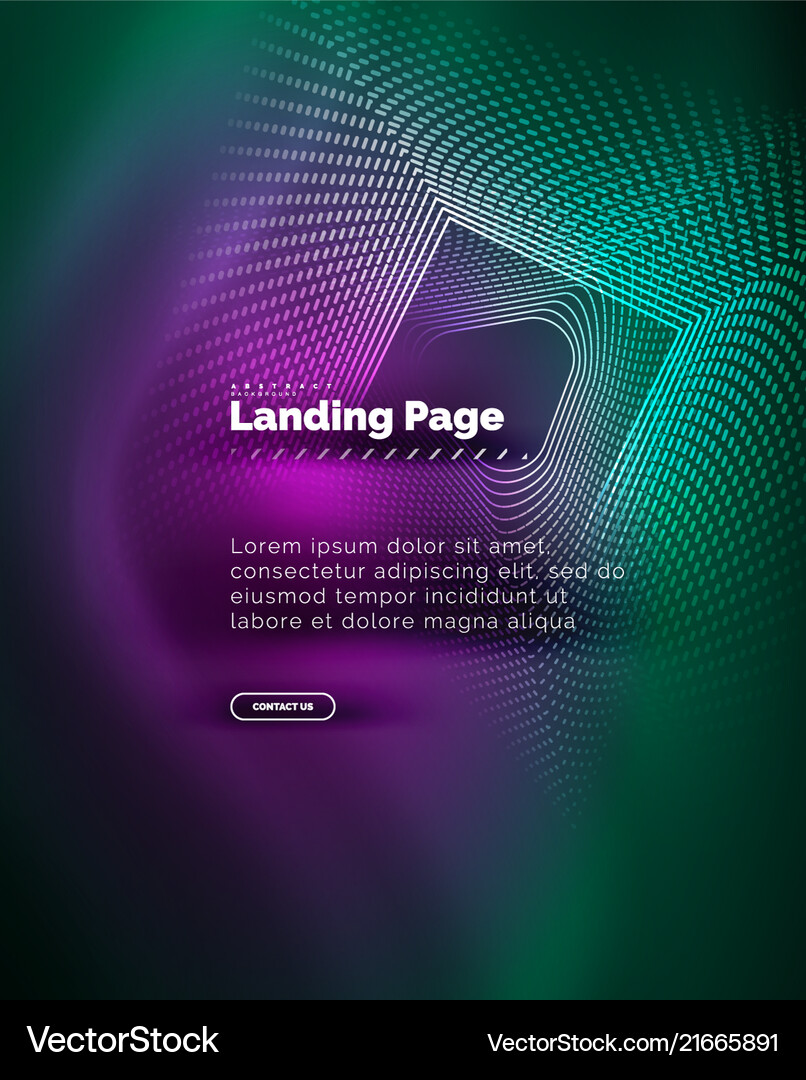 Neon glowing background for landing page Vector Image
