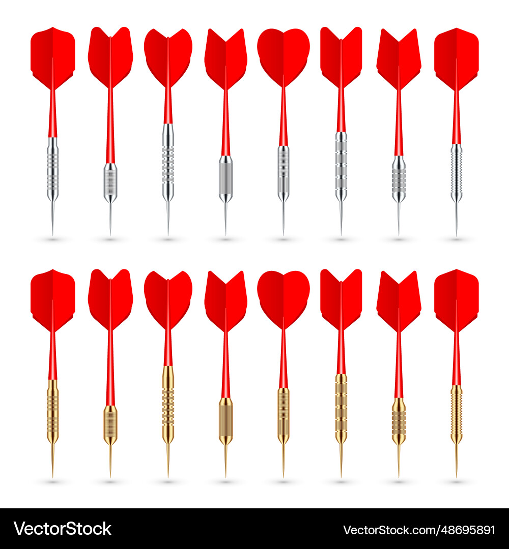 Red dart arrows with metal tip and shadow Vector Image