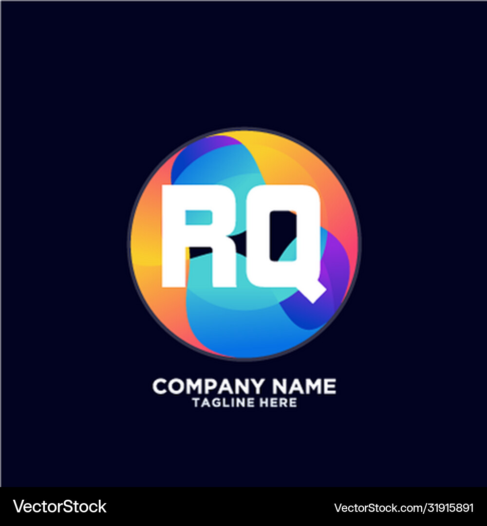 Rq initial logo with colorful circle template Vector Image