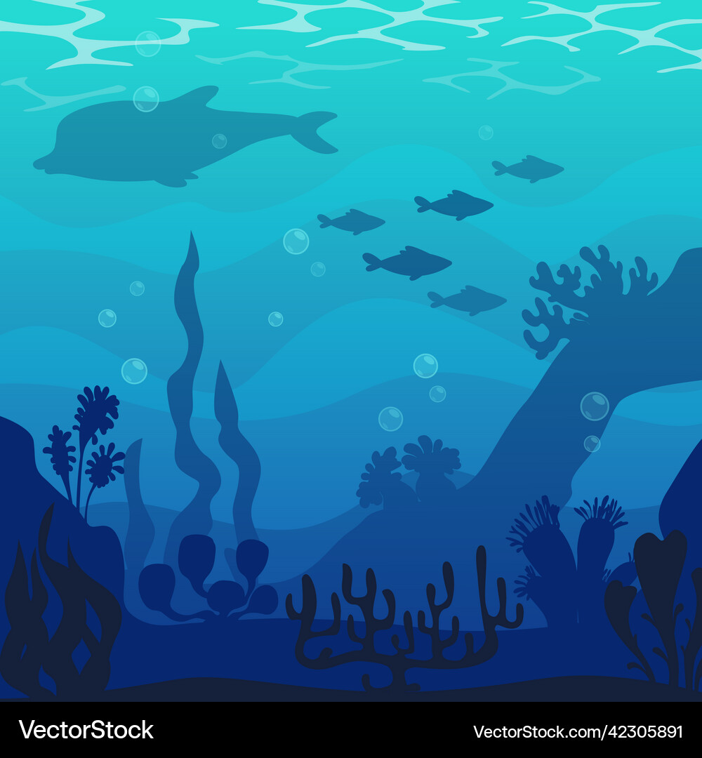 Sea bottom landscape blue ocean background Vector Image