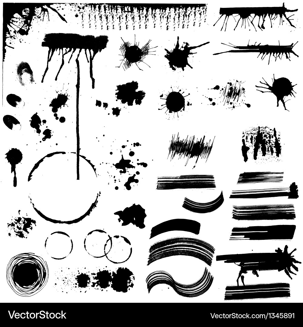 Set of various grunge stains Royalty Free Vector Image