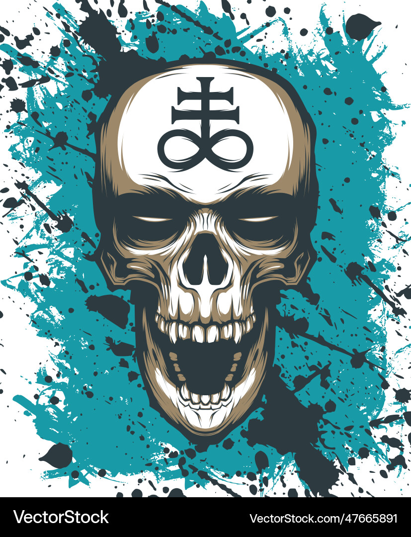 Skull head with satanic symbol Royalty Free Vector Image