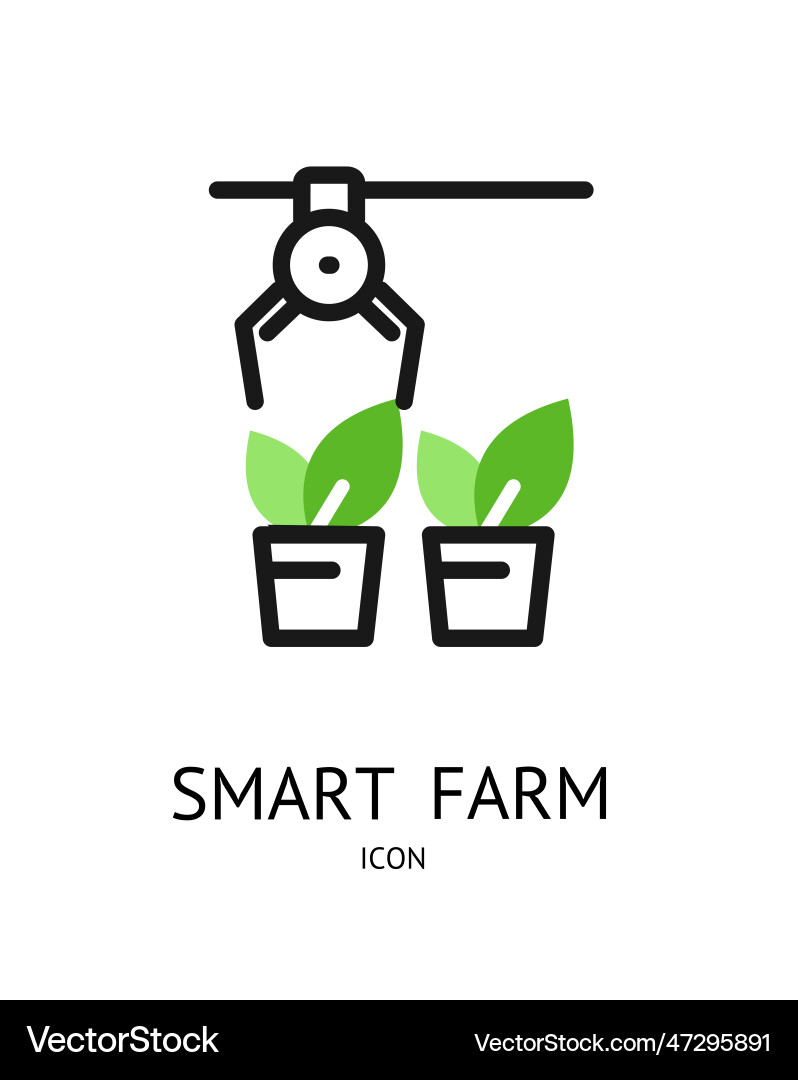 Smart farm sign thin line icon emblem concept Vector Image