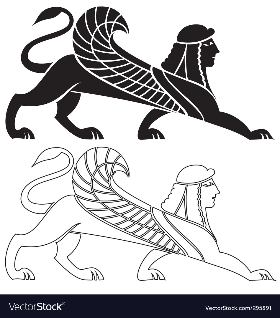 Sphinx wing silhouette Royalty Free Vector Image