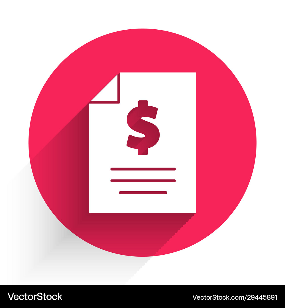 White contract money icon isolated with long Vector Image