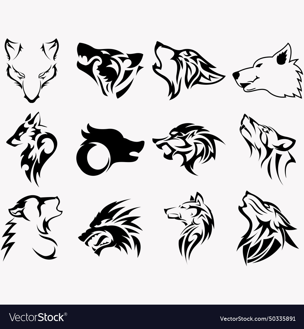 Wolf icon set Royalty Free Vector Image - VectorStock