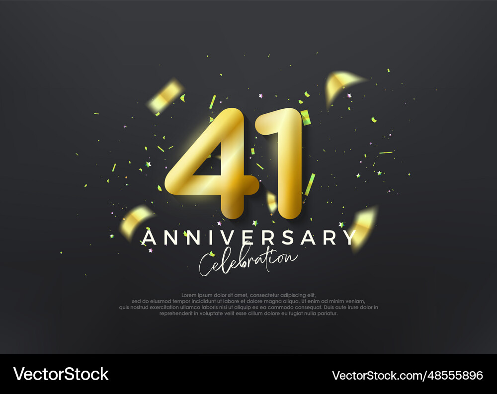 41st anniversary numbers gold luxury background Vector Image