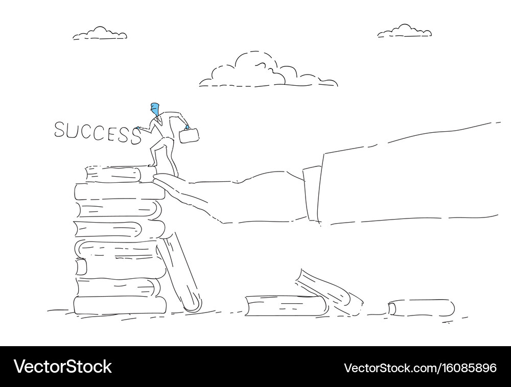 Business man climb books stack education career Vector Image
