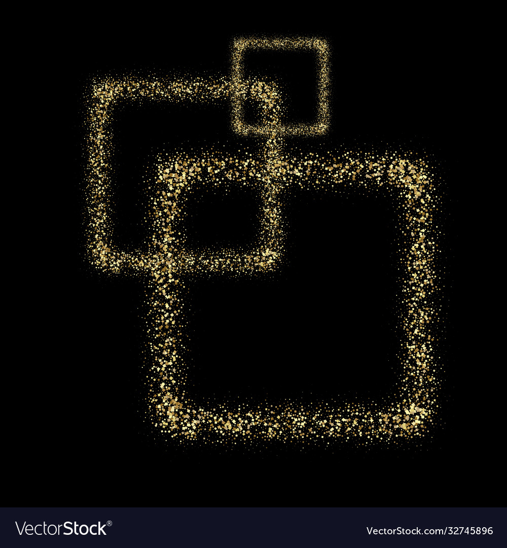 Gold glitter frame square with rounded corners Vector Image
