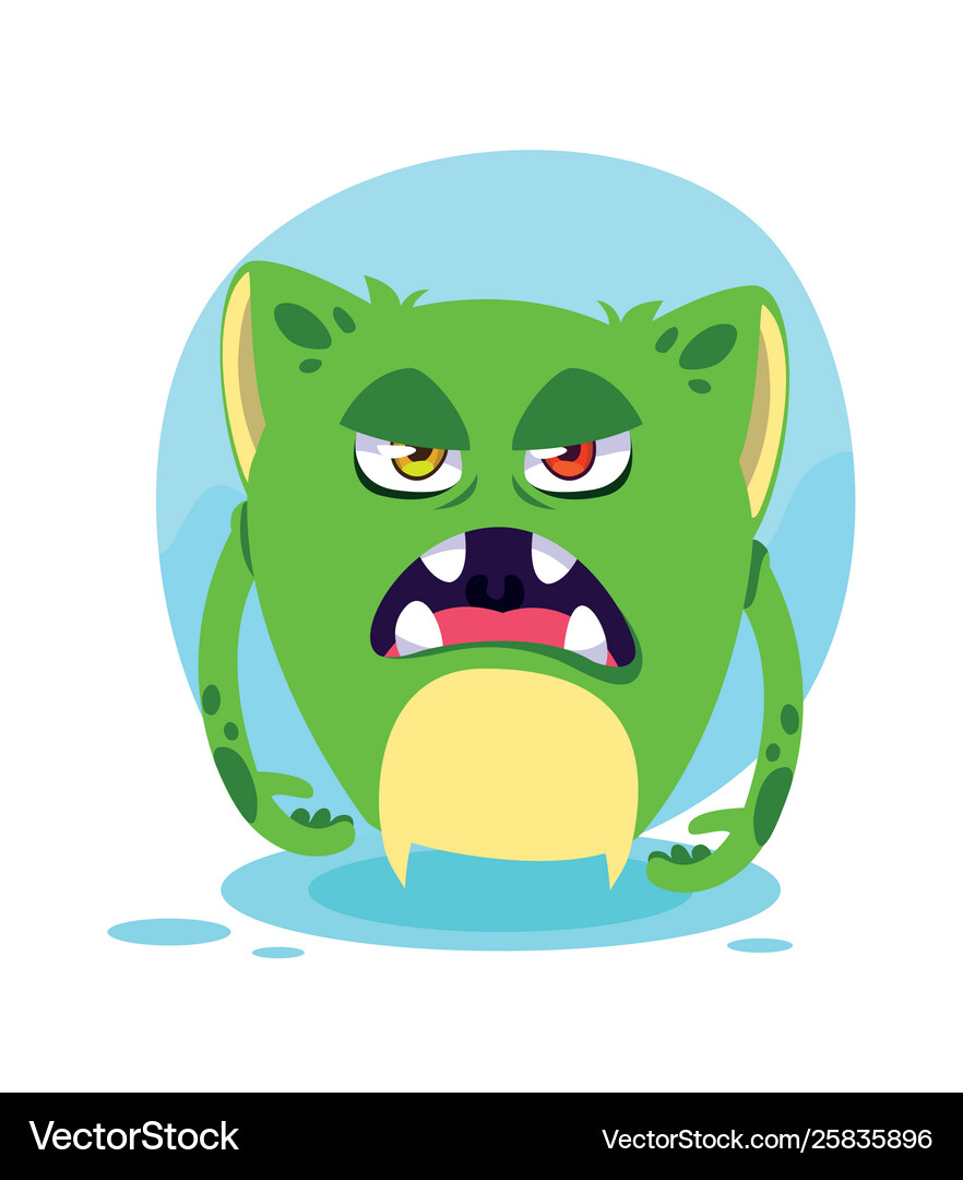 Green monster cartoon design icon Royalty Free Vector Image