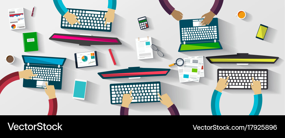 Group of business people working using digital Vector Image