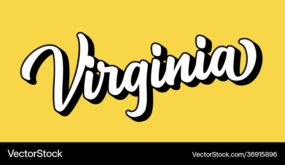 Hand sketched virginia text 3d vintage retro Vector Image