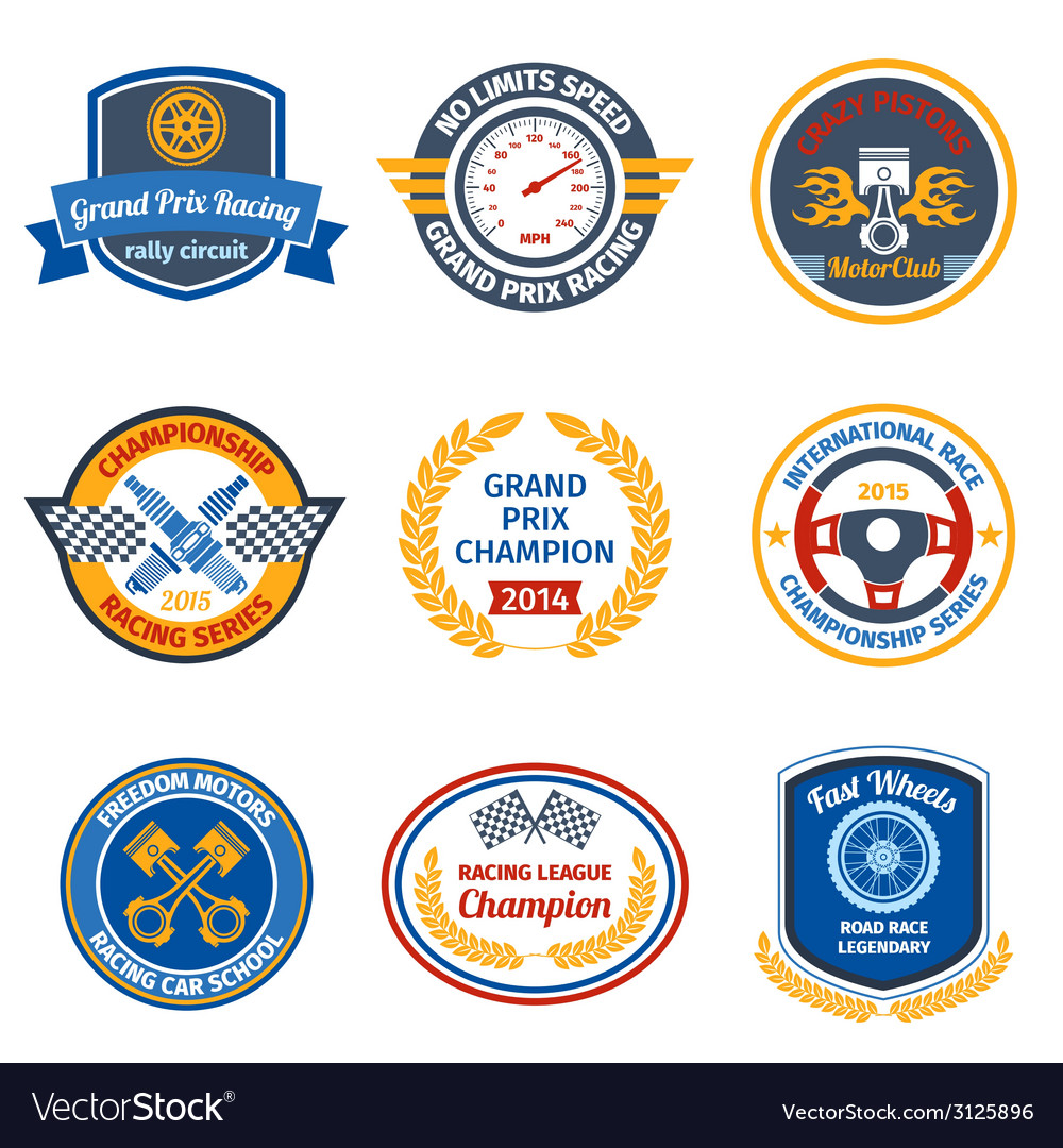 Racing emblems colored Royalty Free Vector Image