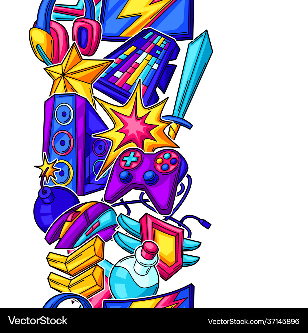 Seamless pattern with gaming items cyber sports Vector Image