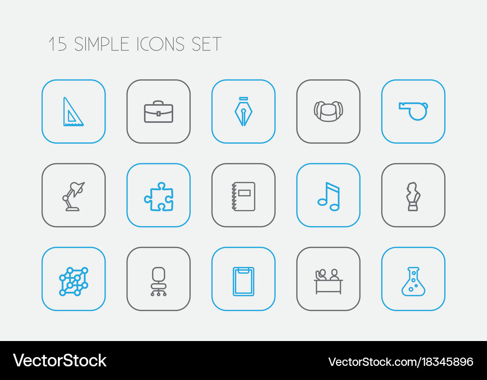 Set of 15 editable teach outline icons includes Vector Image