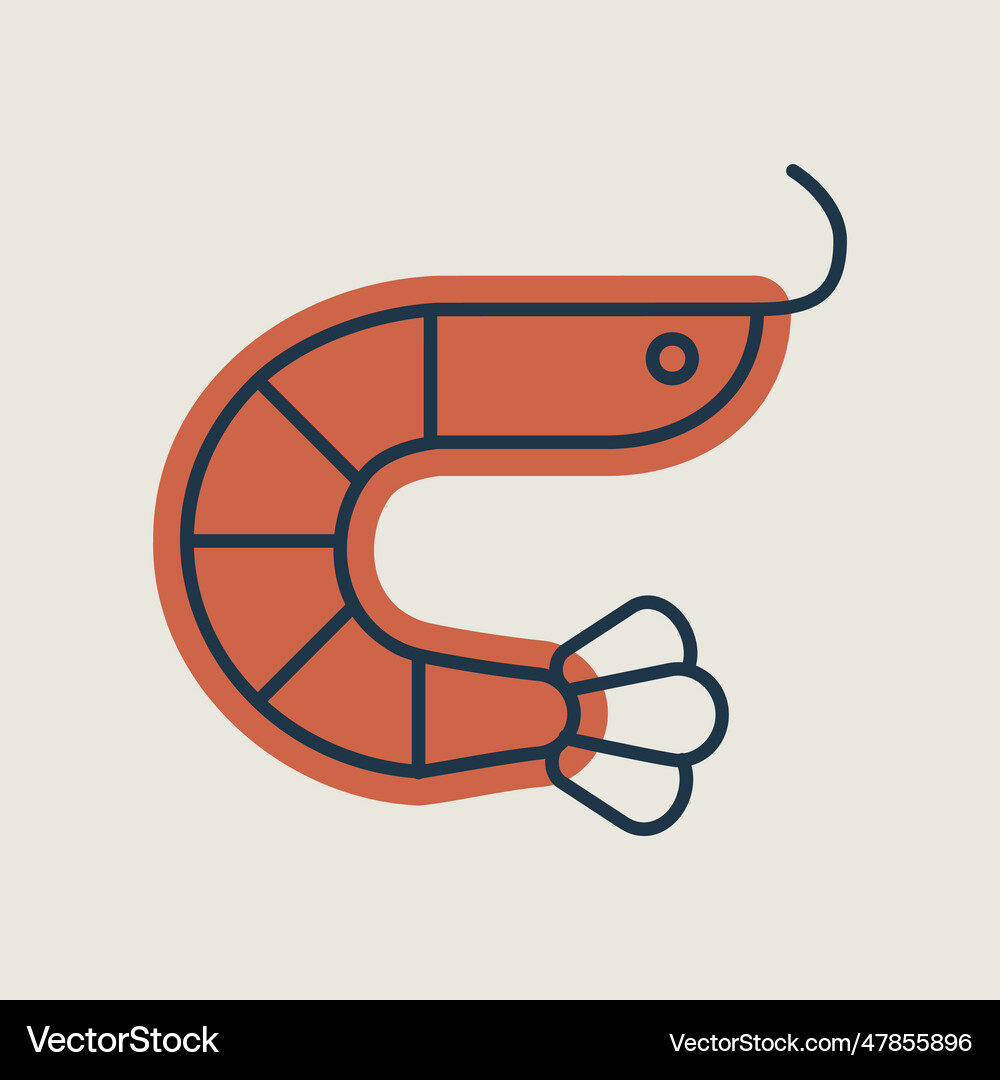 Shrimp icon fast food sign Royalty Free Vector Image