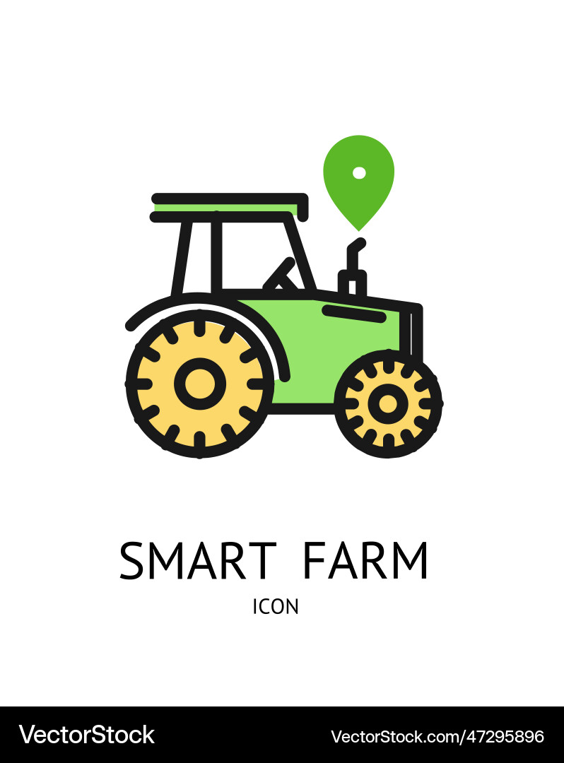 Smart farm sign thin line icon emblem concept Vector Image