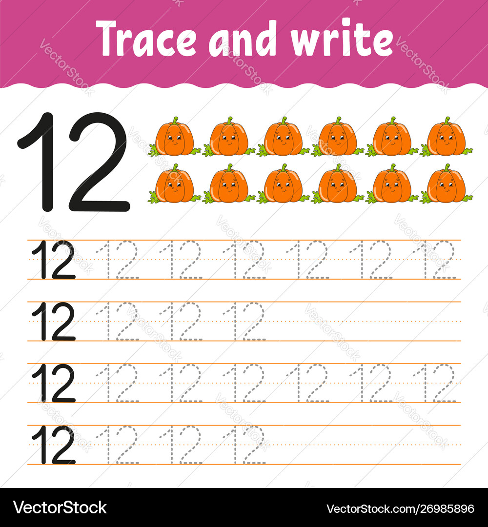 Trace and write handwriting practice learning Vector Image