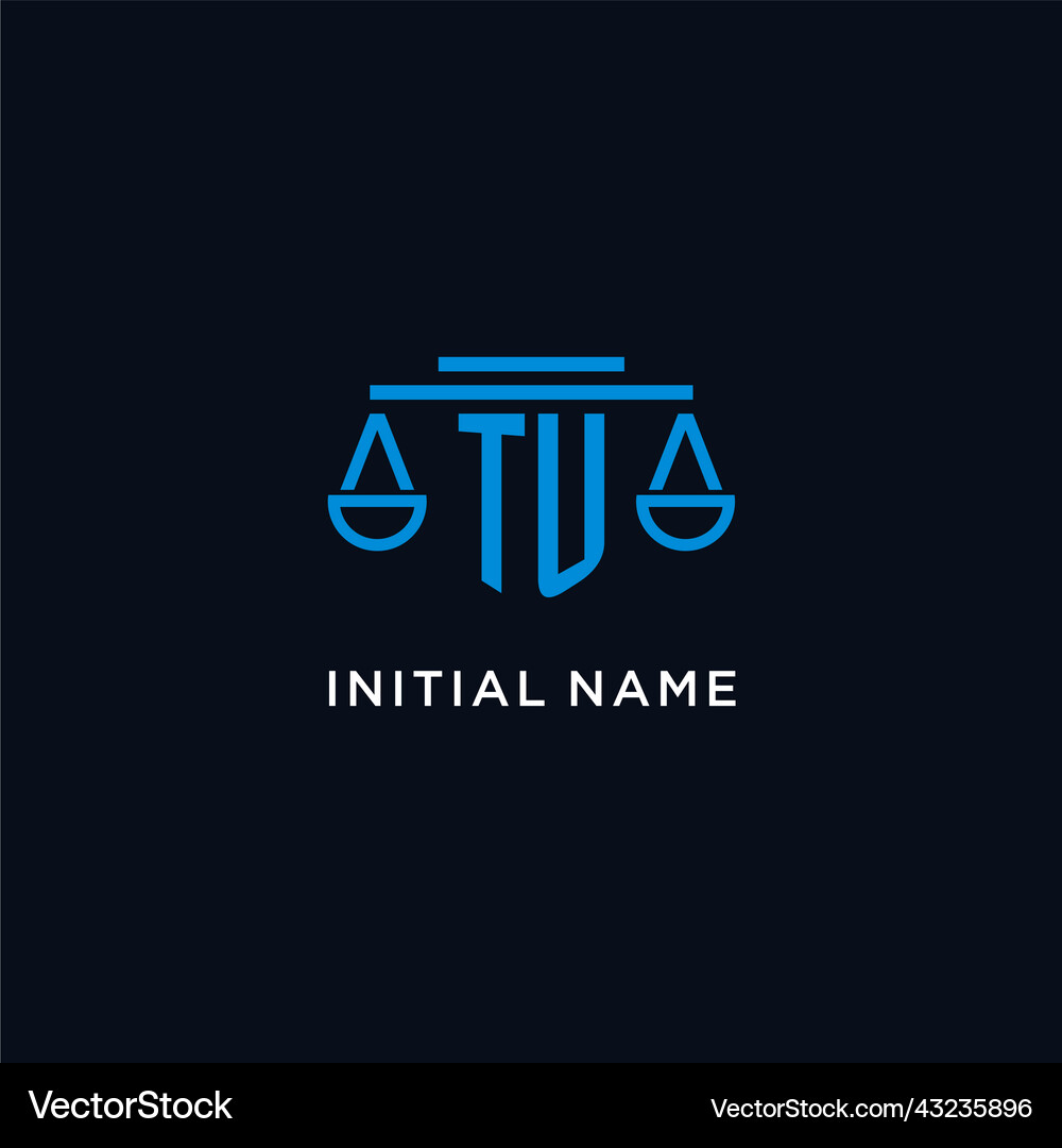 Tu monogram initial logo with scales of justice Vector Image