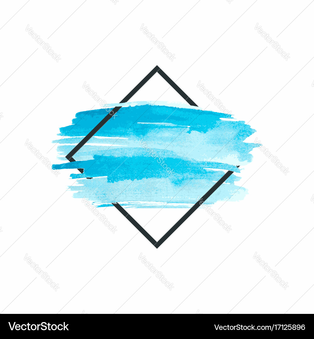 Watercolor insertion blue strokes in grey square Vector Image