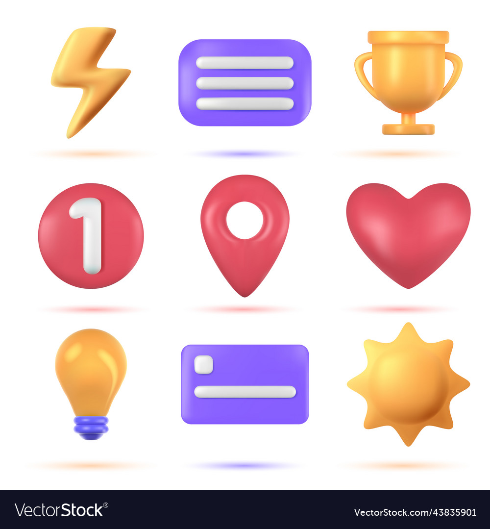 3d icon set Royalty Free Vector Image - VectorStock