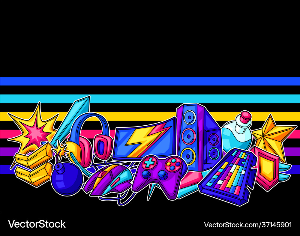 Background with gaming items cyber sports Vector Image