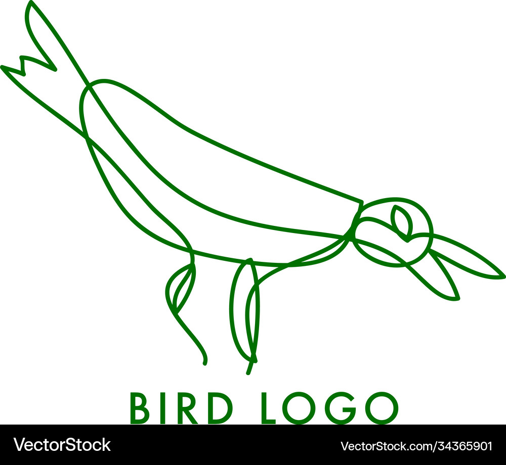Bird logo line art drawing simple and minimalist Vector Image