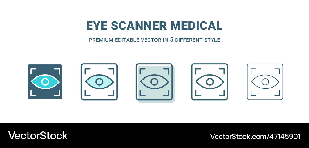 Eye scanner medical icon in 5 different style Vector Image