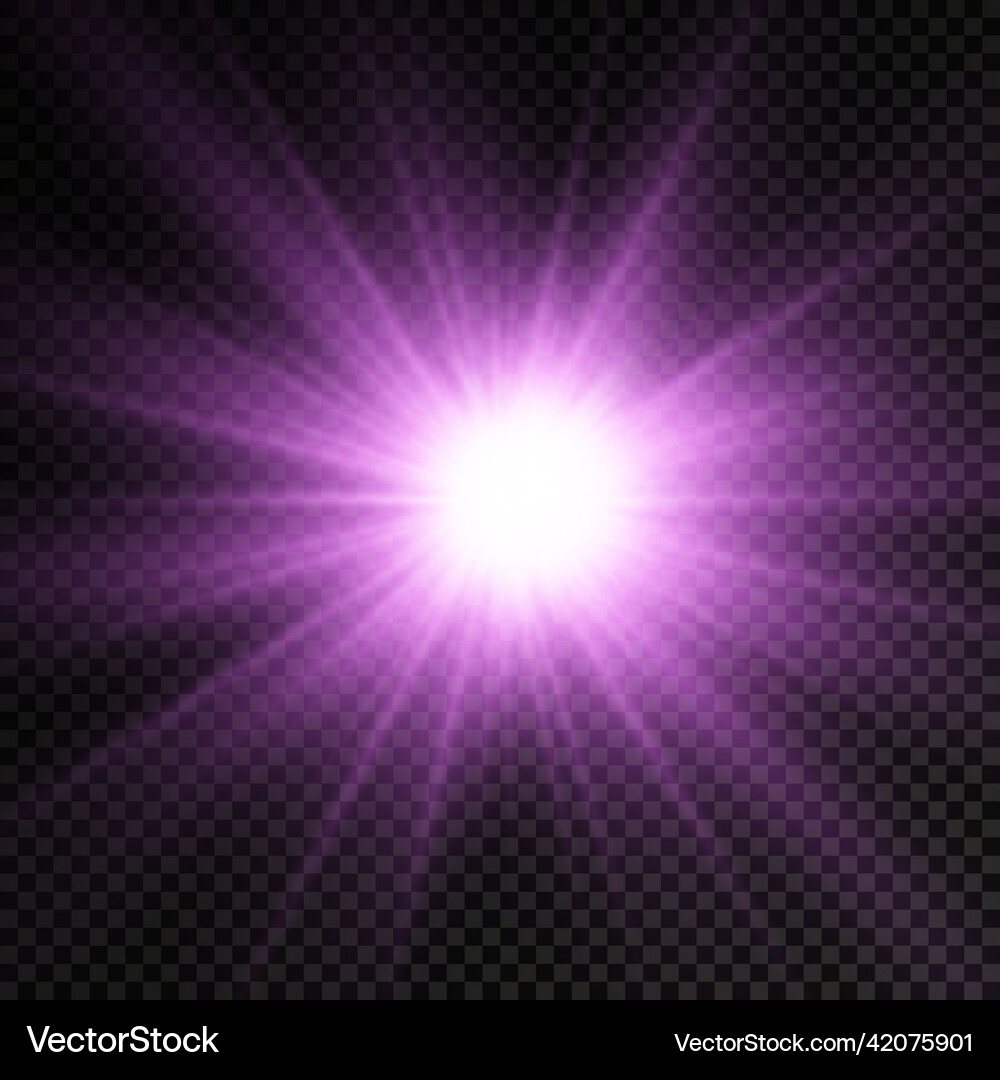 Glow bright light star purple sun rays sunshine Vector Image