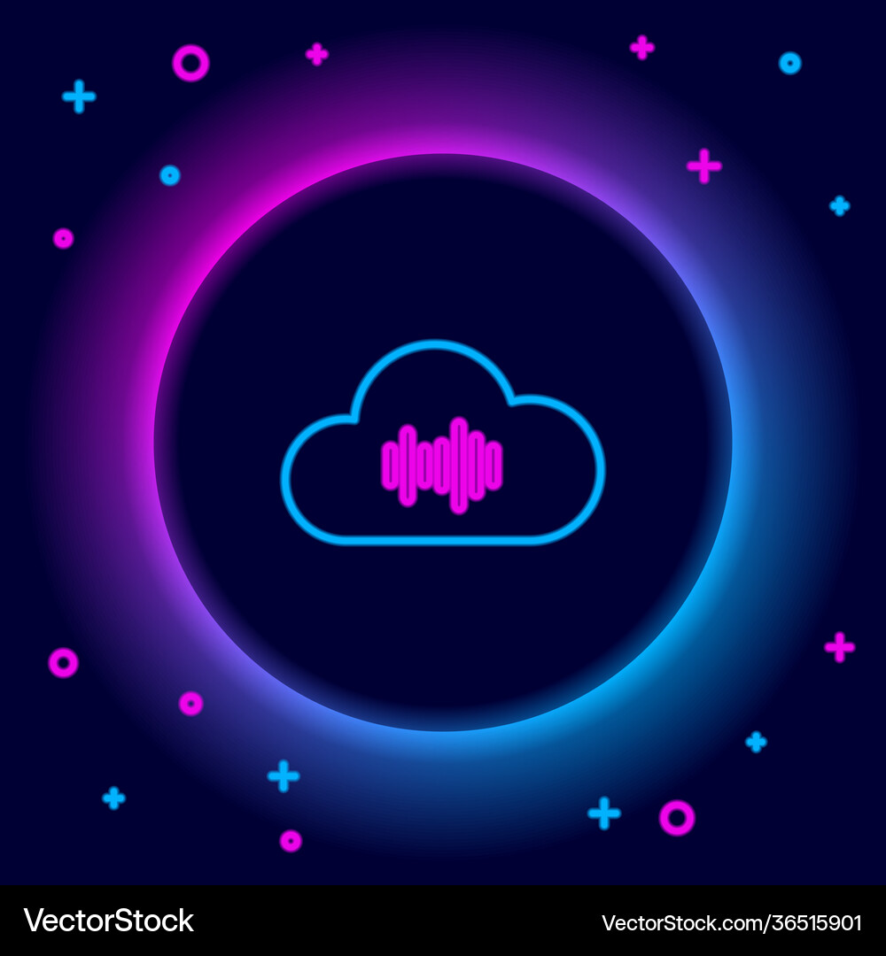 Glowing neon line music streaming service icon Vector Image