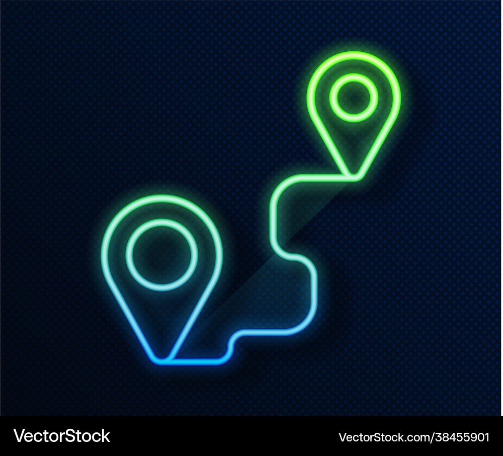 Glowing neon line route location icon isolated Vector Image