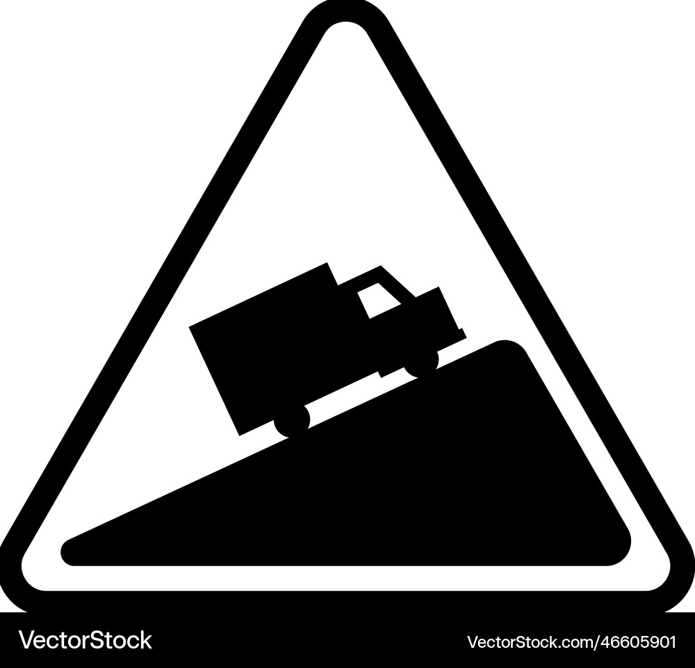 Hill warning sign icon traffic sign Royalty Free Vector