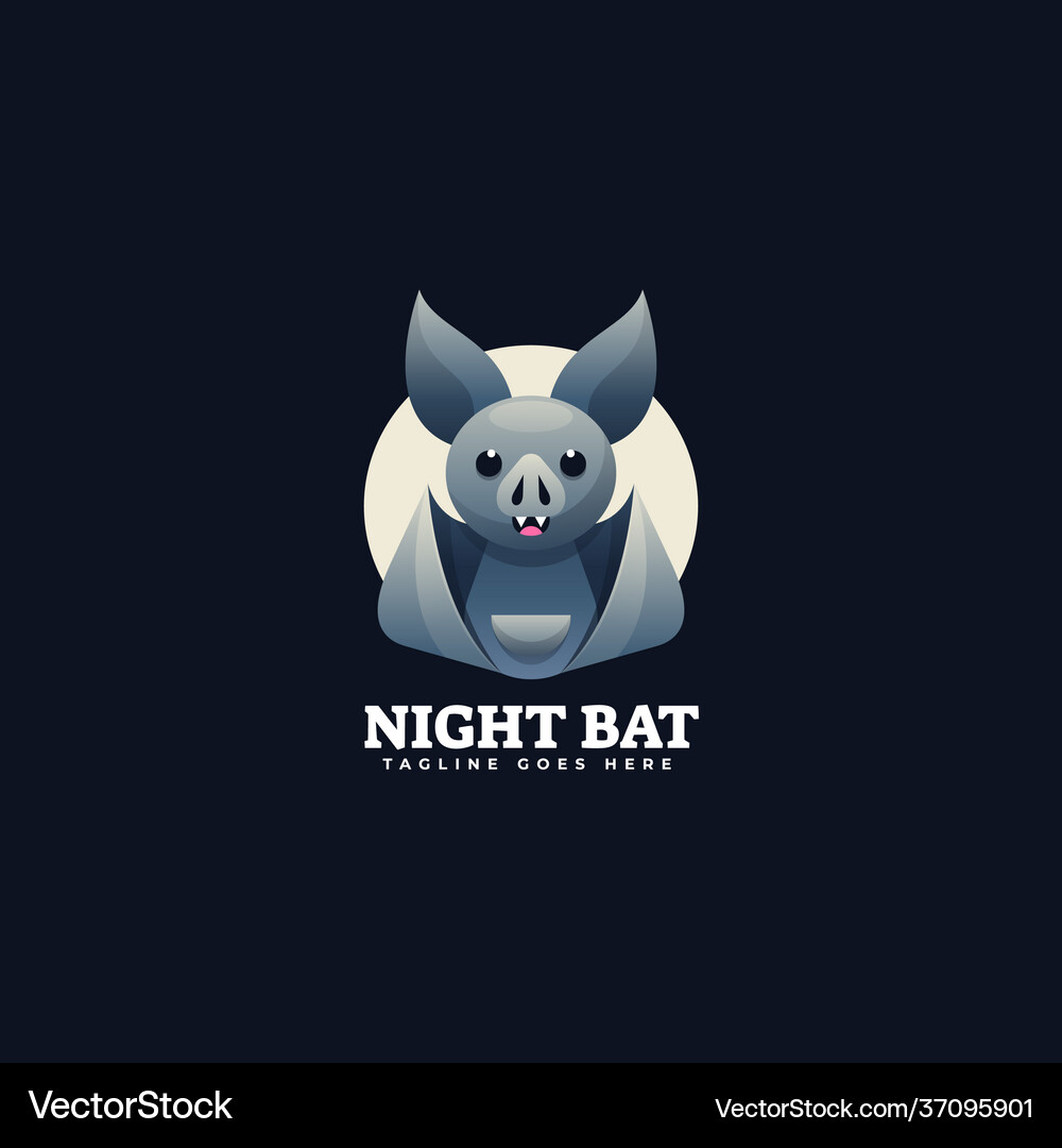 Logo night bat gradient colorful style Royalty Free Vector