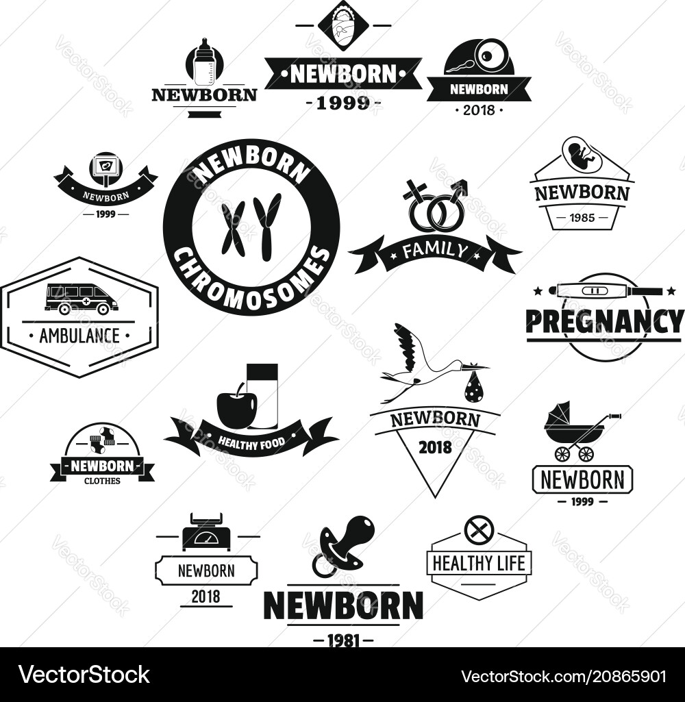 Newborn logo icons set simple style Royalty Free Vector