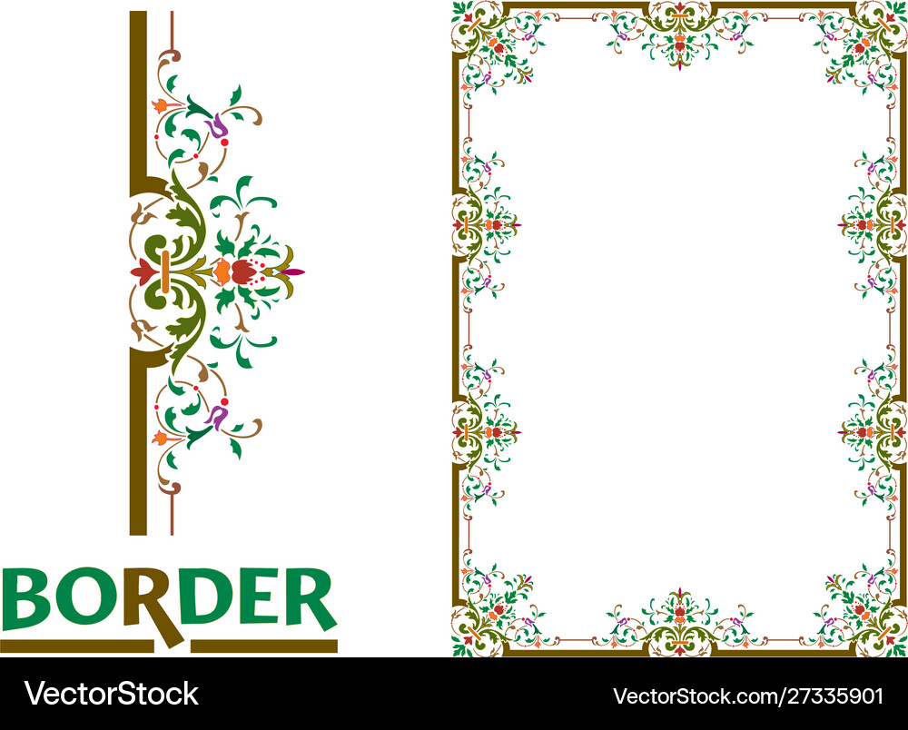 Old world borders - tiled frame in plant leaves Vector Image