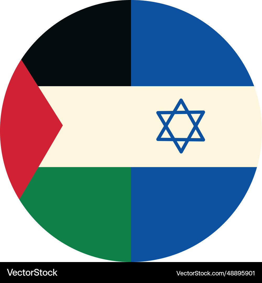 Palestine and israel flags together stamp Vector Image