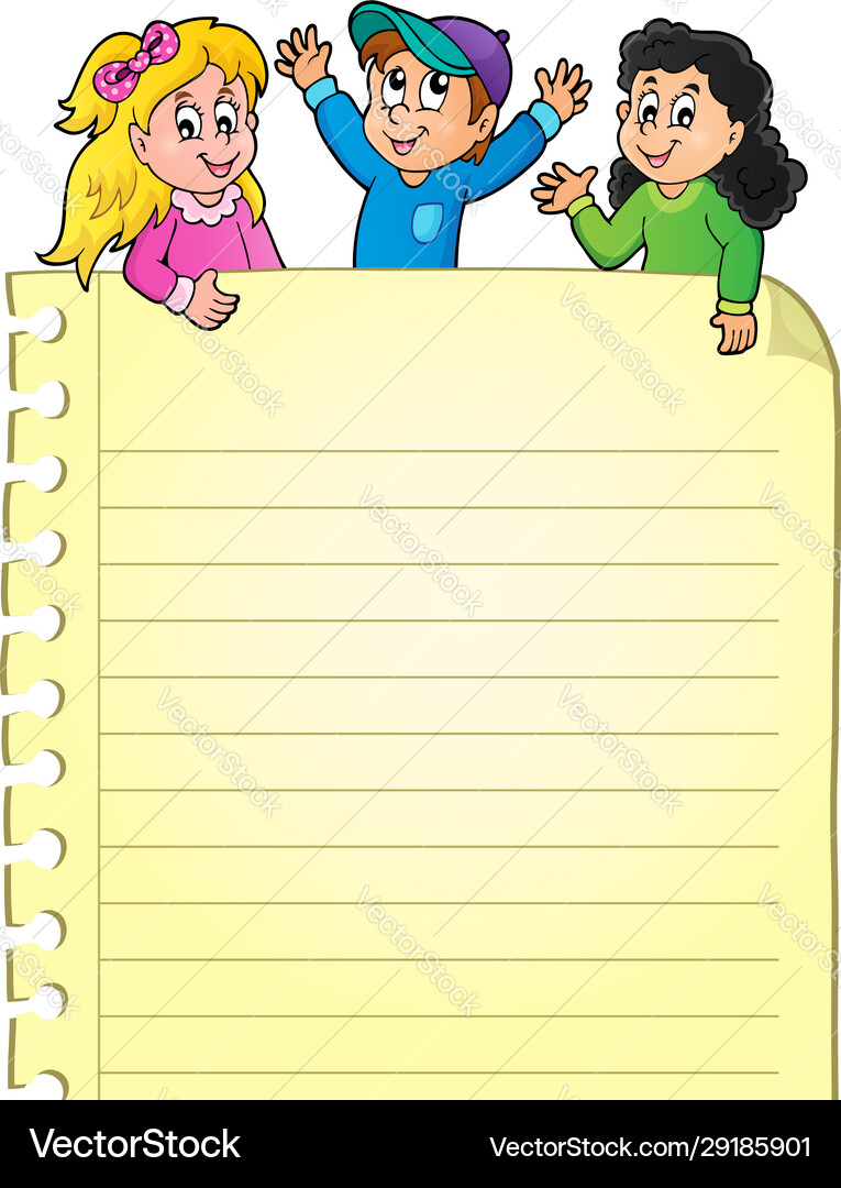 Part blank page with happy kids Royalty Free Vector Image