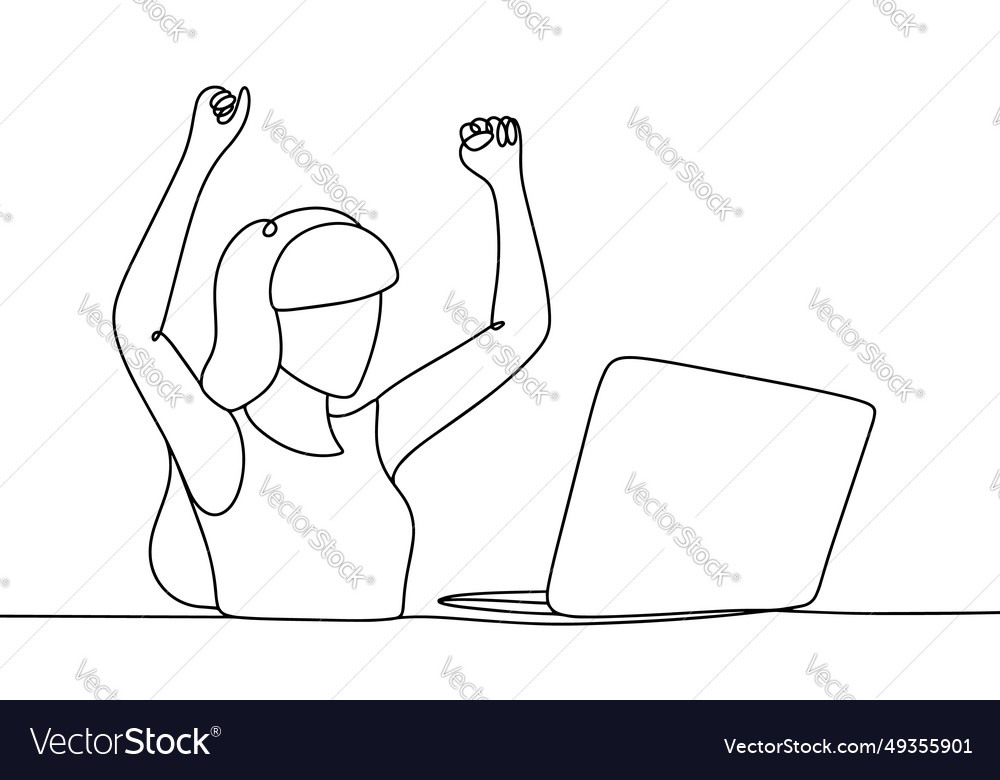 Programmer woman one line Royalty Free Vector Image