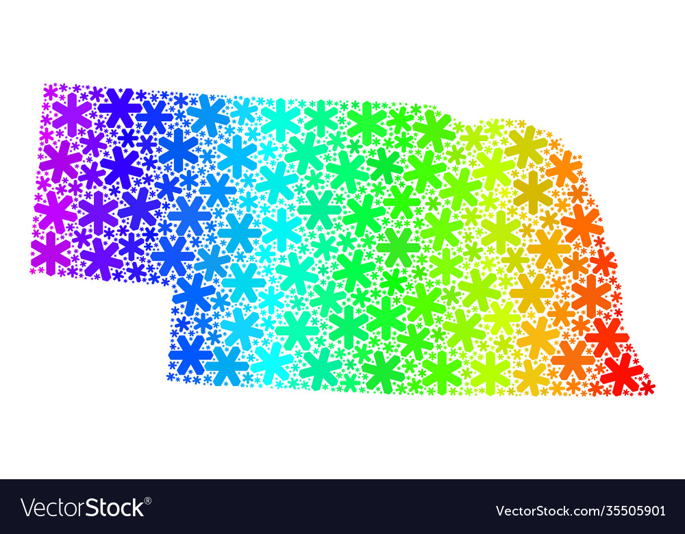 Rainbow gradient winter mosaic nebraska state map Vector Image Rainbow gradient winter mosaic nebraska state map Vector Image