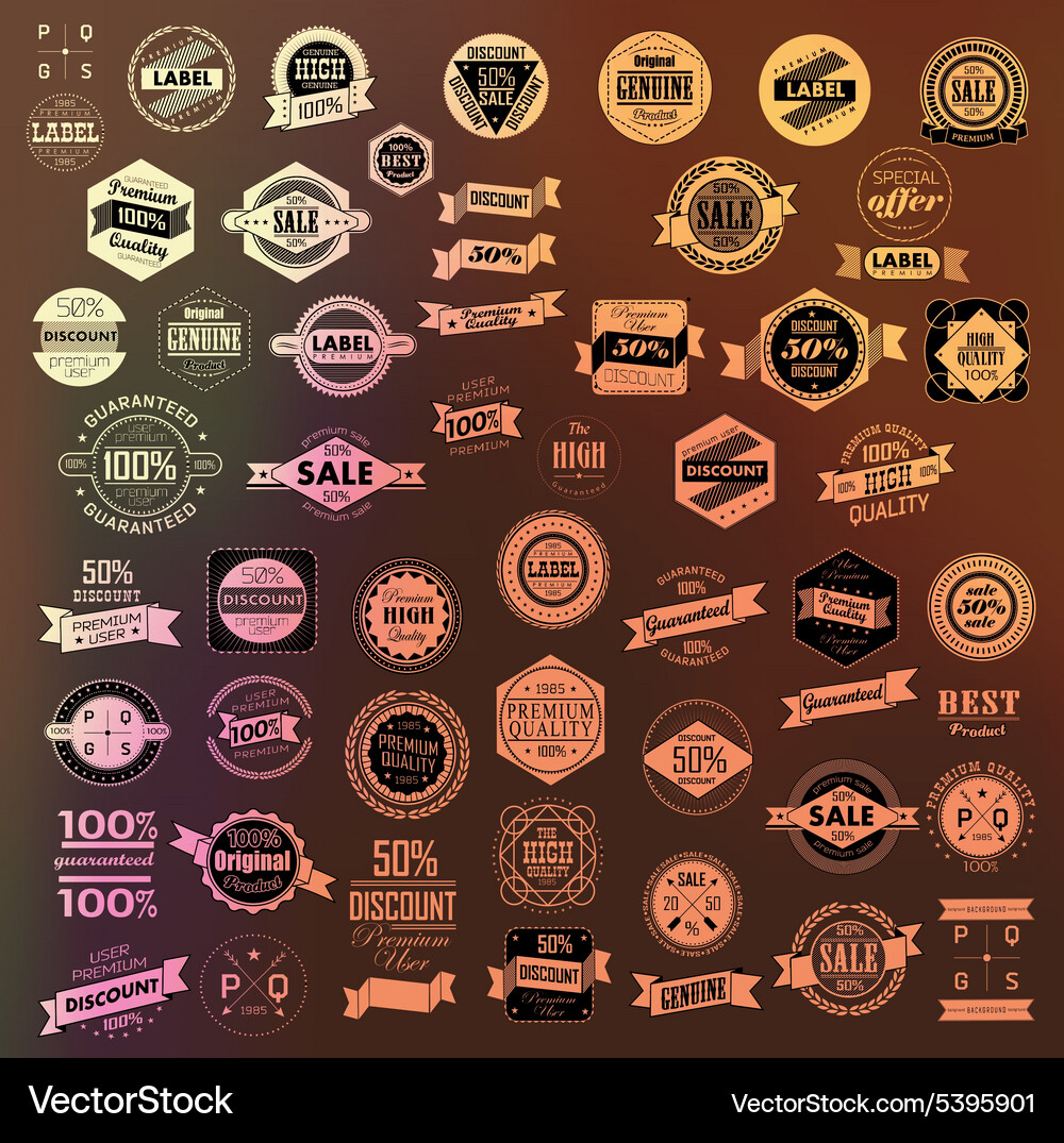 Set retro vintage ribbons and label Royalty Free Vector