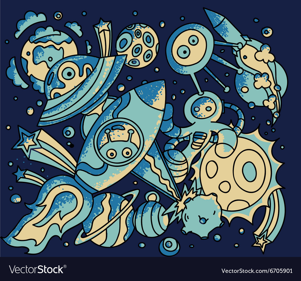Space doodle Royalty Free Vector Image - VectorStock