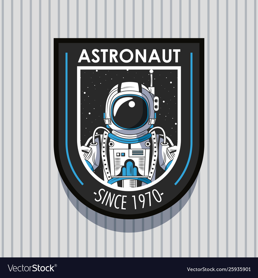 Space explorer patch emblem design Royalty Free Vector Image