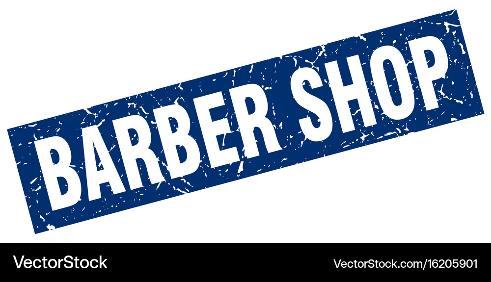 Square grunge blue barber shop stamp Royalty Free Vector