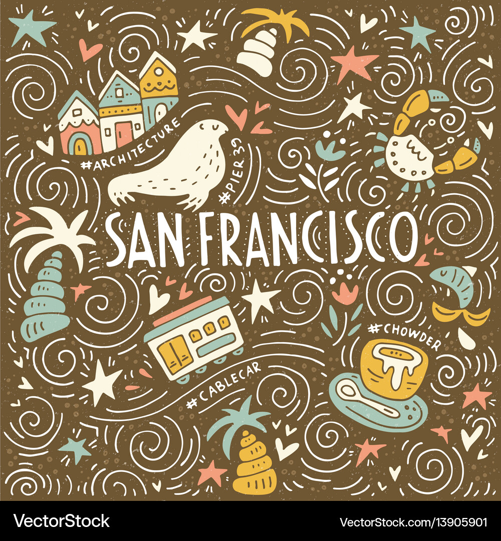 Symbols of san fransisco Royalty Free Vector Image