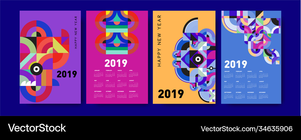 2021 calendar design template with colorful Vector Image