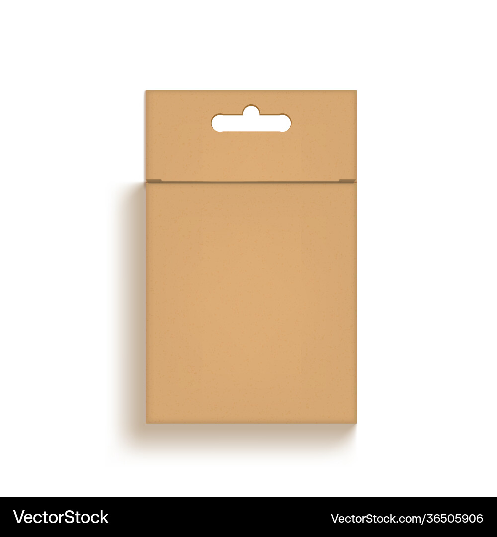 3d hanging brown cardboard craft box isolated Vector Image