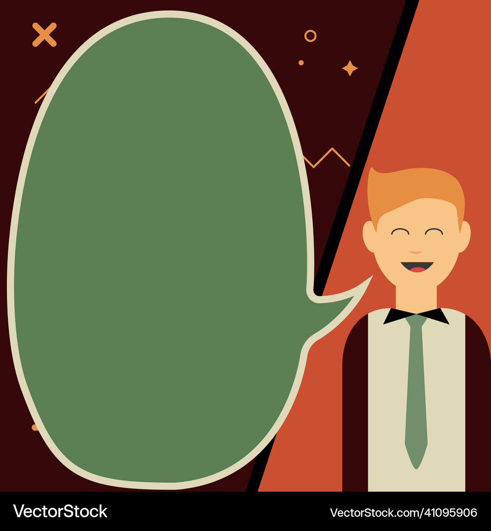Businessman standing alone presenting new amazing Vector Image