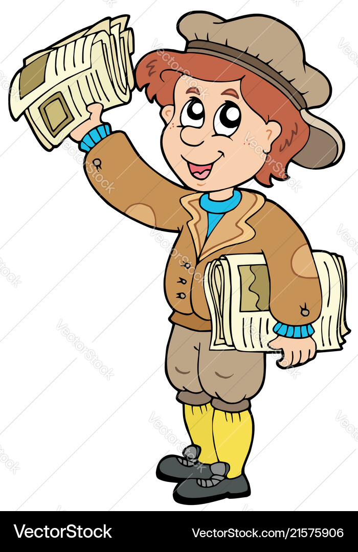 Cartoon Paperman with Newspaper Royalty Free Vector Image