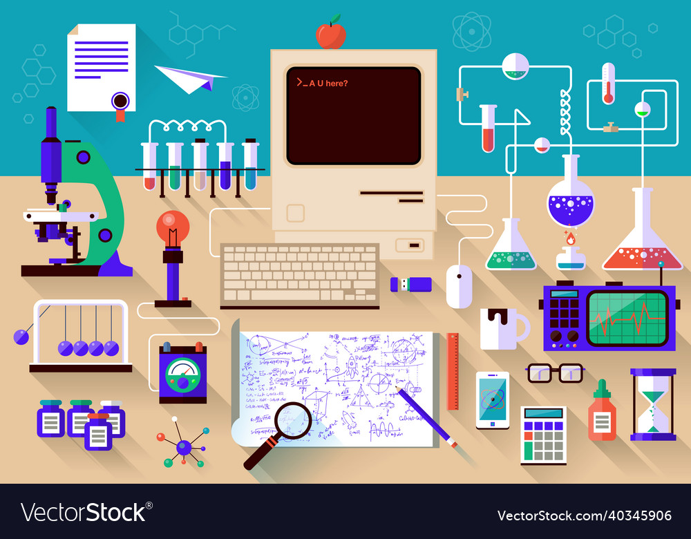 Flat science concept Royalty Free Vector Image