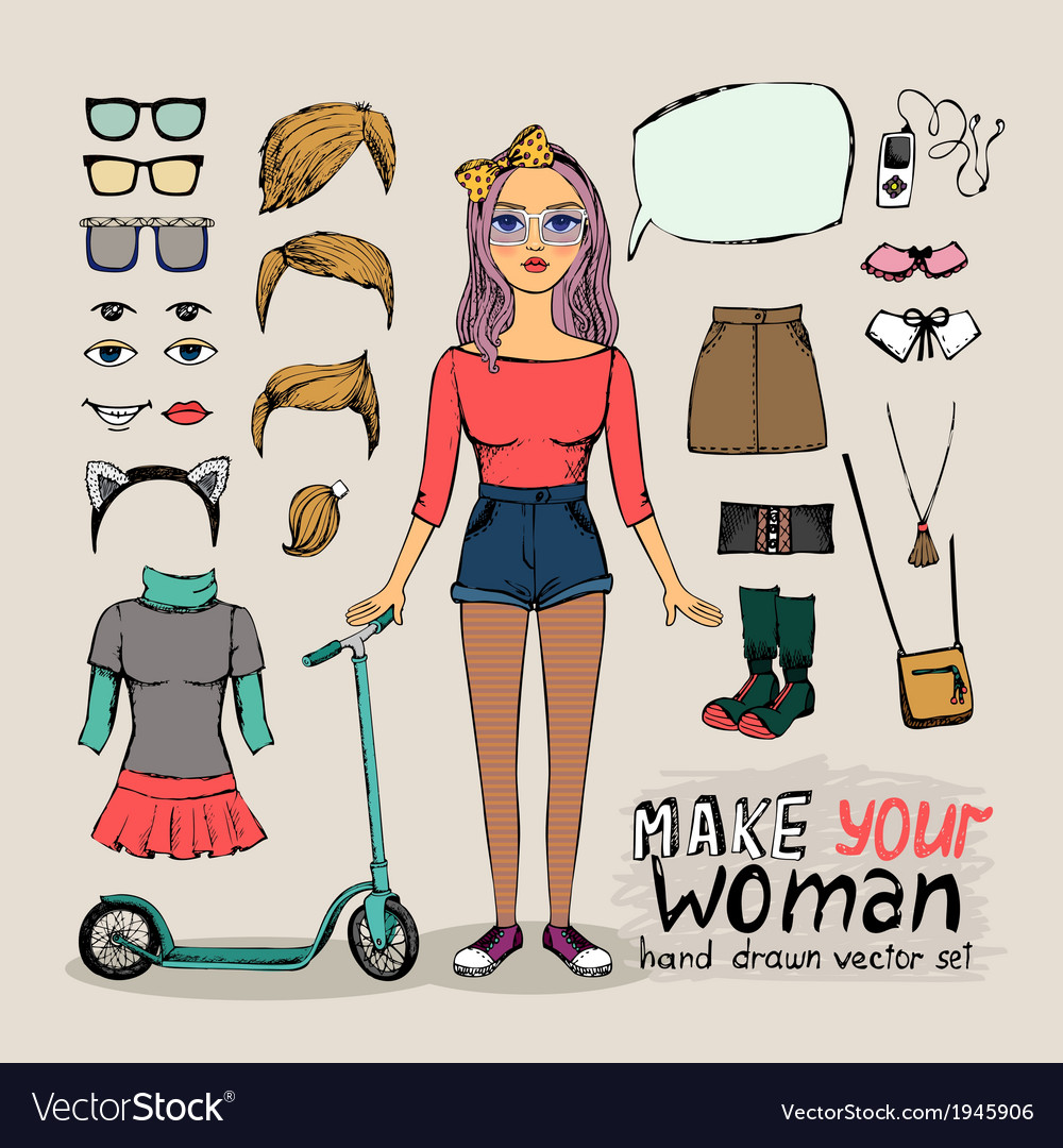 Girl Character With Hipster Elements Royalty Free Vector